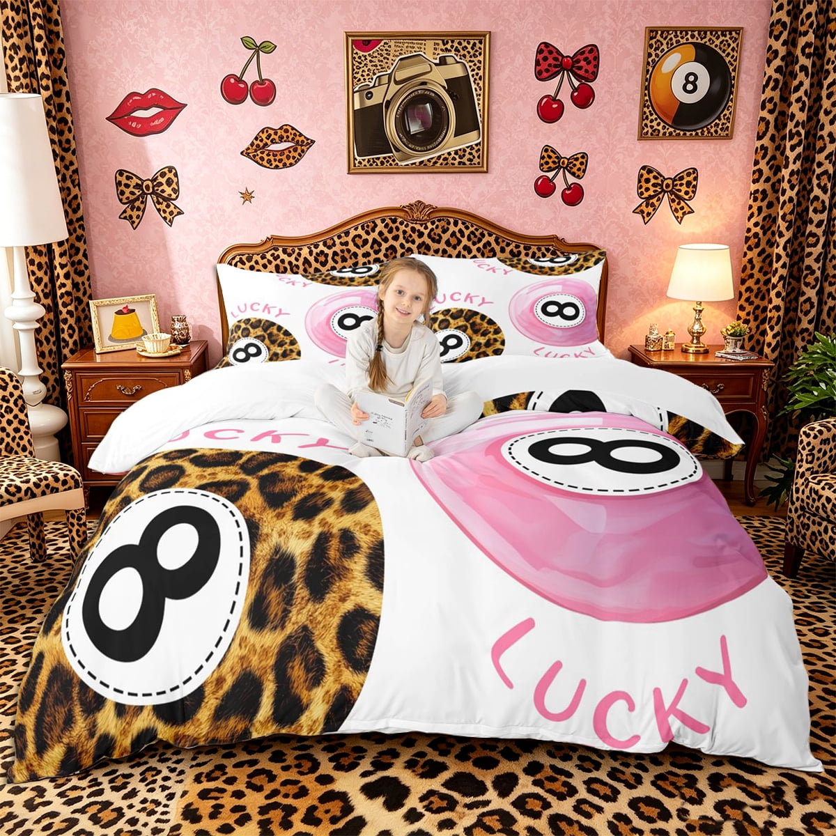 Castle Fairy Vintage Billiards Duvet Cover Queen, Leopard Print ...
