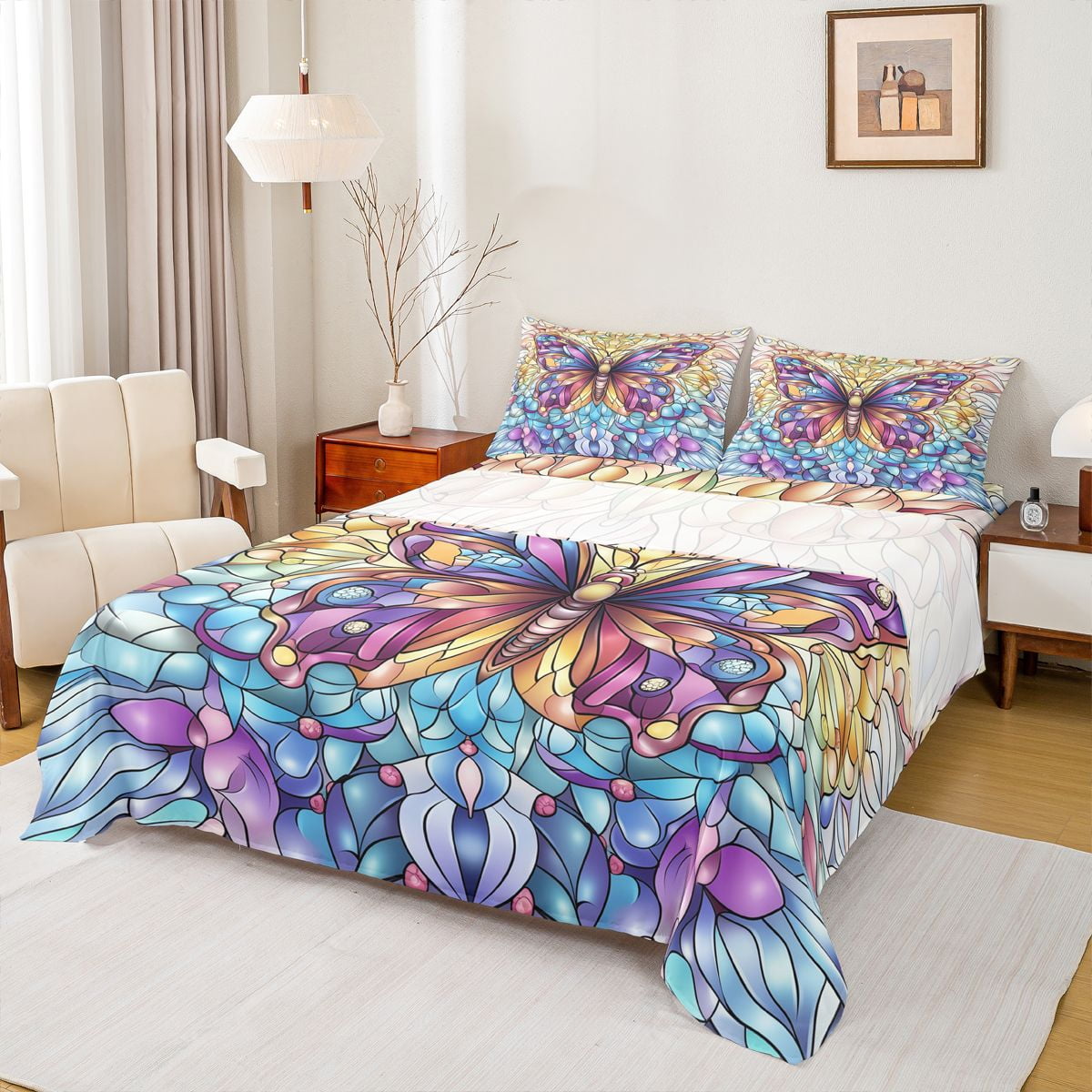 Castle Fairy Vintage Butterfly Girl Boy Full Size Sheets,Abstract ...