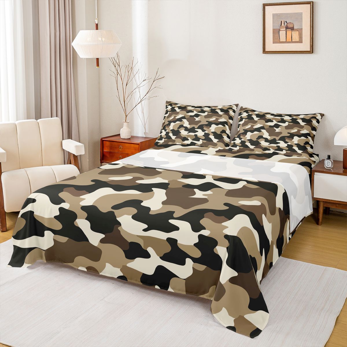 Castle Fairy Vintage Camouflage 4 Pieces Queen Sheet Sets for Female ...