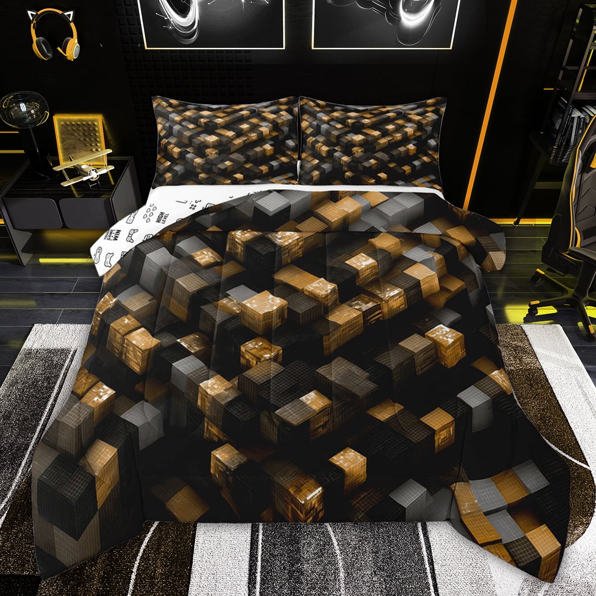 Castle Fairy Vintage Checkered Full Size Comforter Sets,Retro Plaid ...