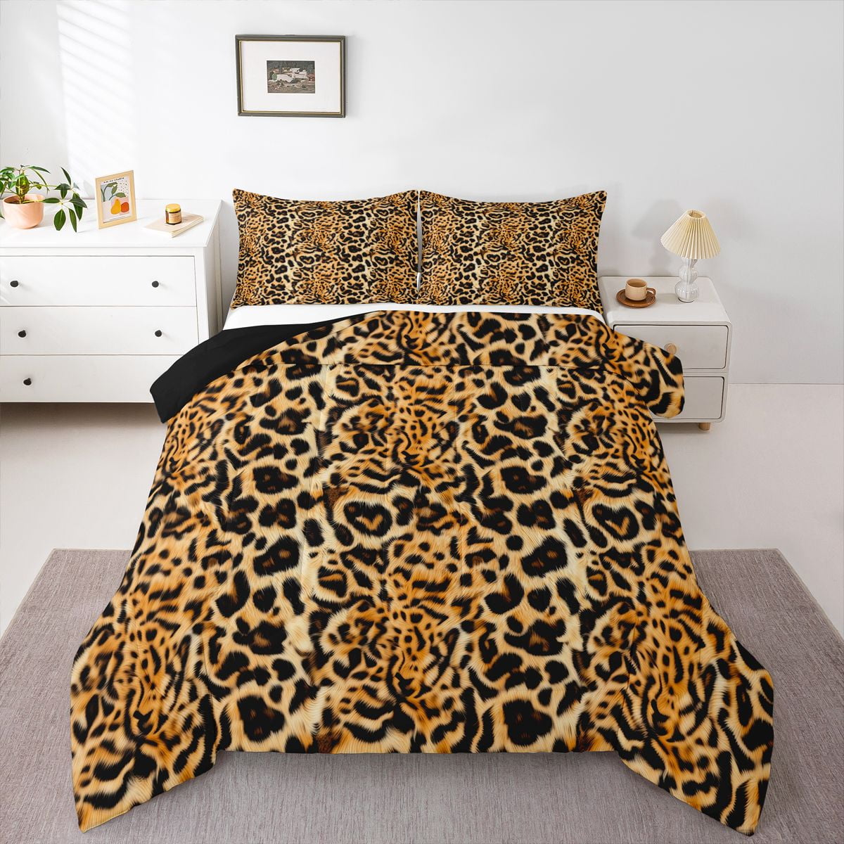 Castle Fairy Vintage Cheetah Print Twin Comforter Sets,Abstract Leopard ...