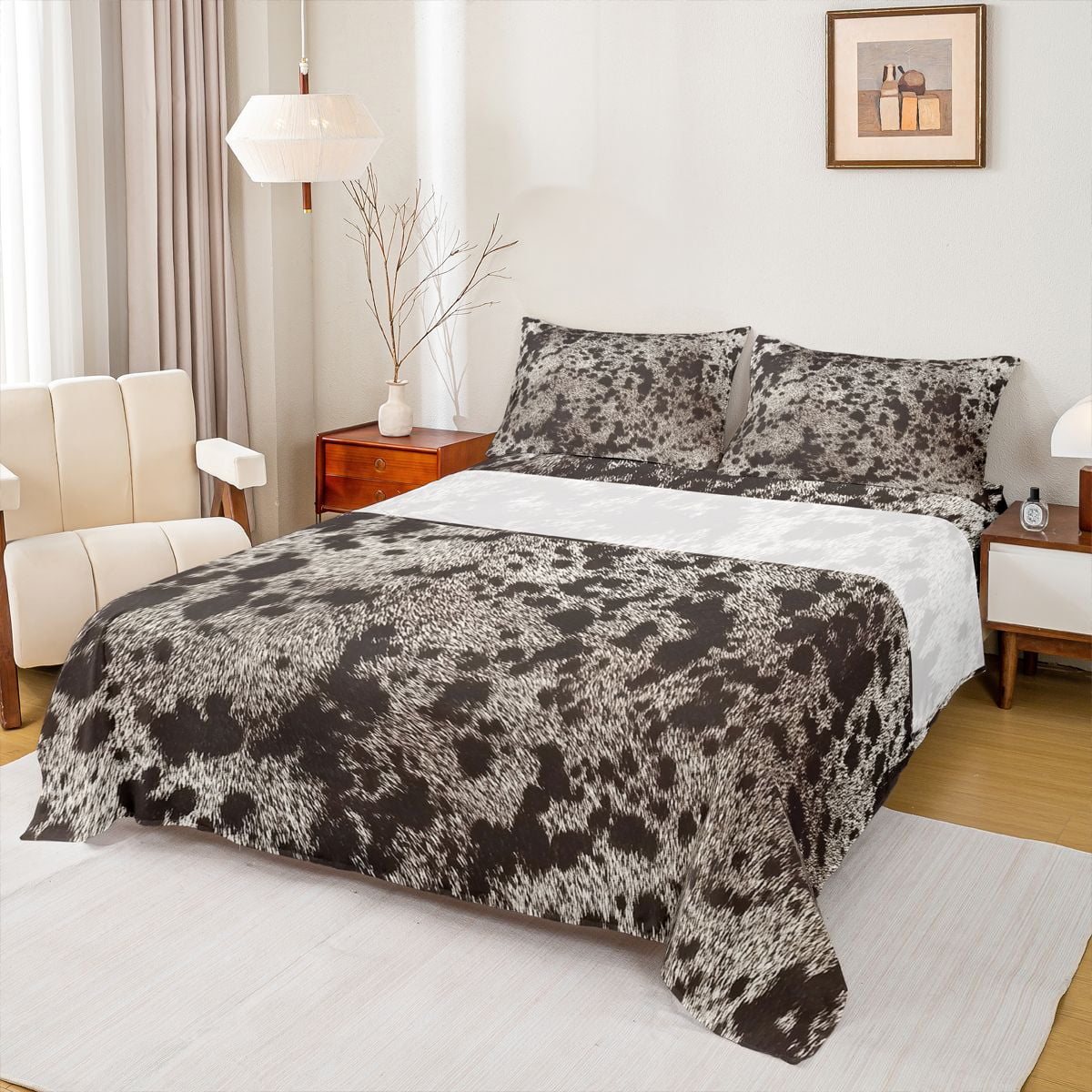 Castle Fairy Vintage Cow Print Bed Sheets,Western Farmhouse Animal King ...