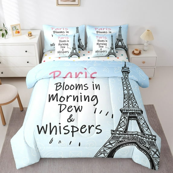 Castle Fairy Vintage Eiffel Tower Bedding Comforter Set,Romantic Couple ...