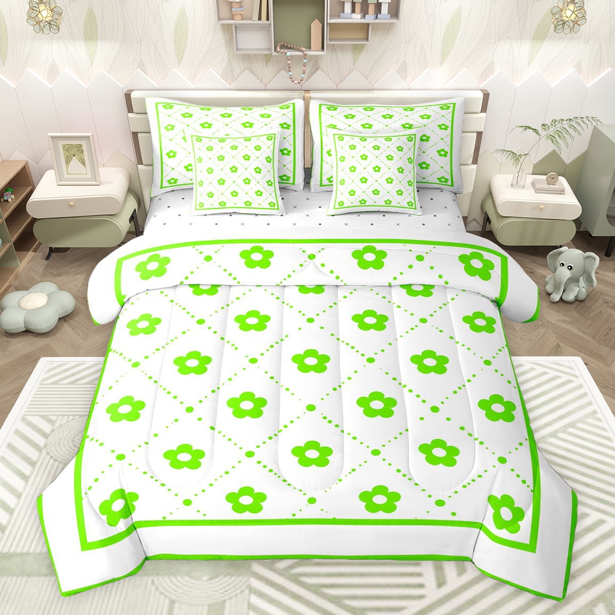 Castle Fairy Vintage Floral Daisy Bedding Comforter Set 7 Pieces for ...