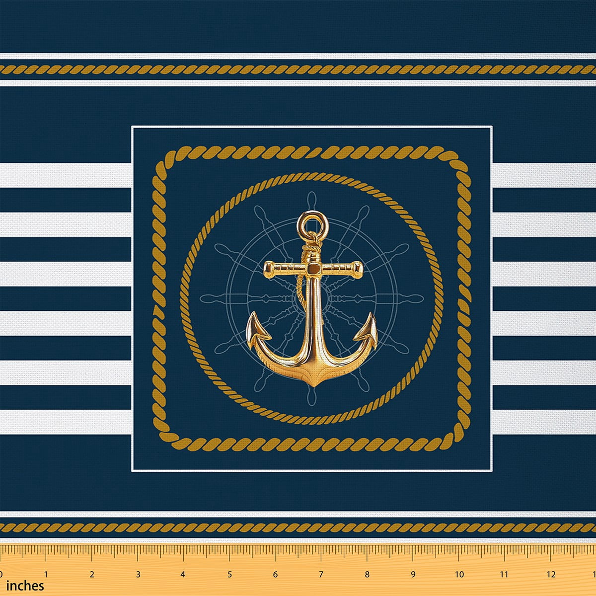 Castle Fairy Vintage Gold Anchor Fabric by the Yard 2 Yards, Nautical ...