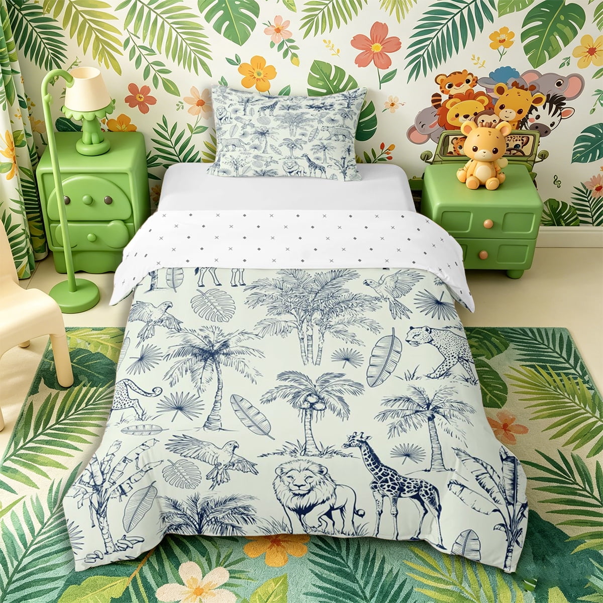 Castle Fairy Vintage Safari Animal Lion Giraffe Twin Duvet Cover ...