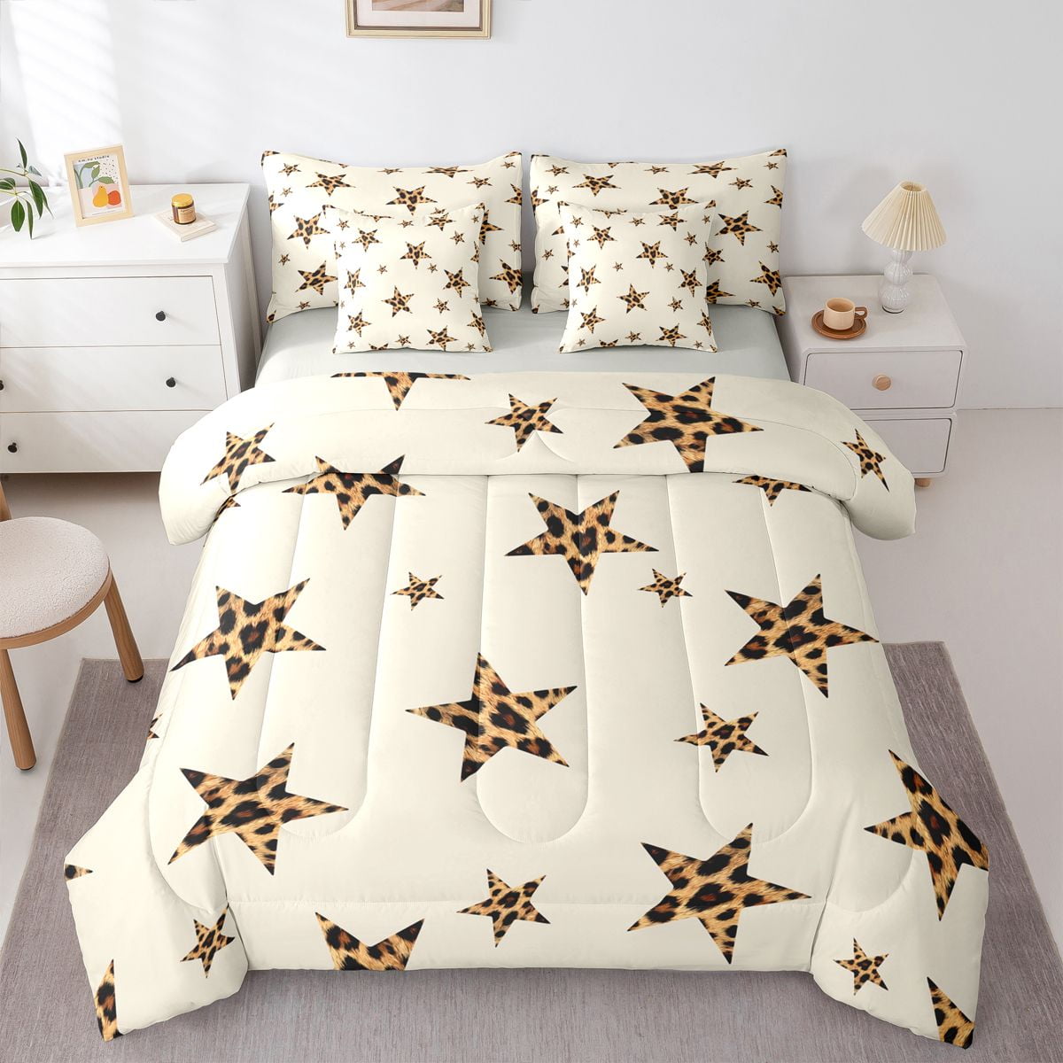 Castle Fairy Vintage Stars Print Twin Bedding Sets,Cheetah Print ...