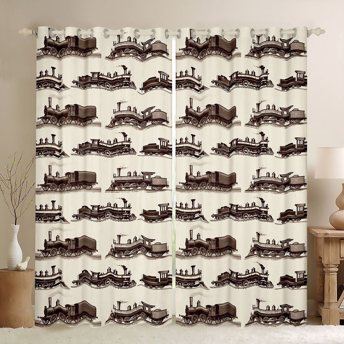 Castle Fairy Vintage Train Curtains Pack of 2 (42x84 Each) for ...