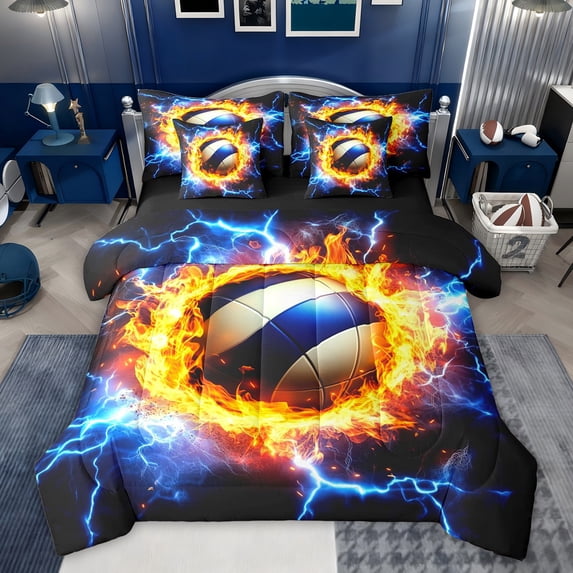 Castle Fairy Volley Gamer Bedding Comforter Set,Sport Ball Game Queen ...