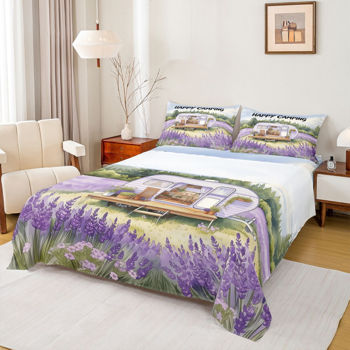 Castle Fairy Watercolor Camper Queen Sheet Sets 4 Pieces for Kids ...