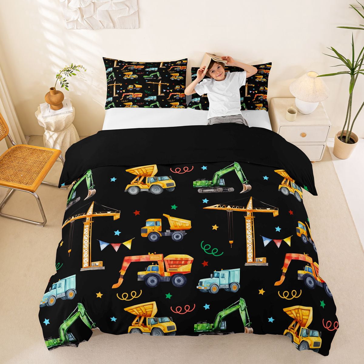 Castle Fairy Watercolor Construction Pattern Duvet Cover Set for Teens ...