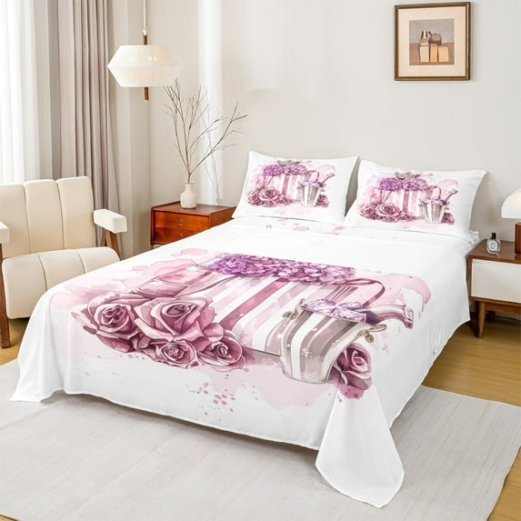 Castle Fairy Watercolor Rose Girl Twin Sheet Sets,Chic Floral Flower ...
