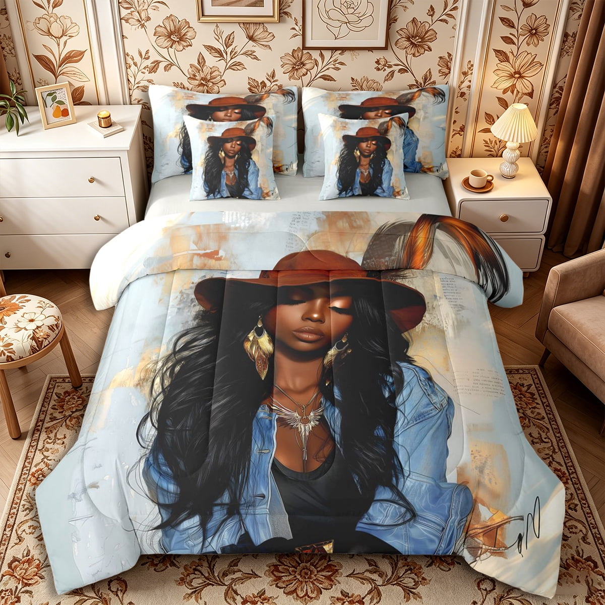 Castle Fairy Western Black Cowgirl Full Size Bedding Sets 7 Pieces ...