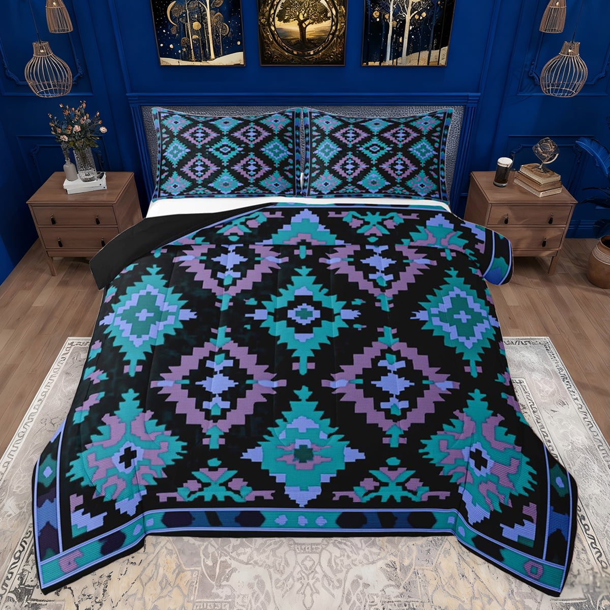 Castle Fairy Western Boho Hippie Aztec 3 Pieces Queen Comforter Set for ...