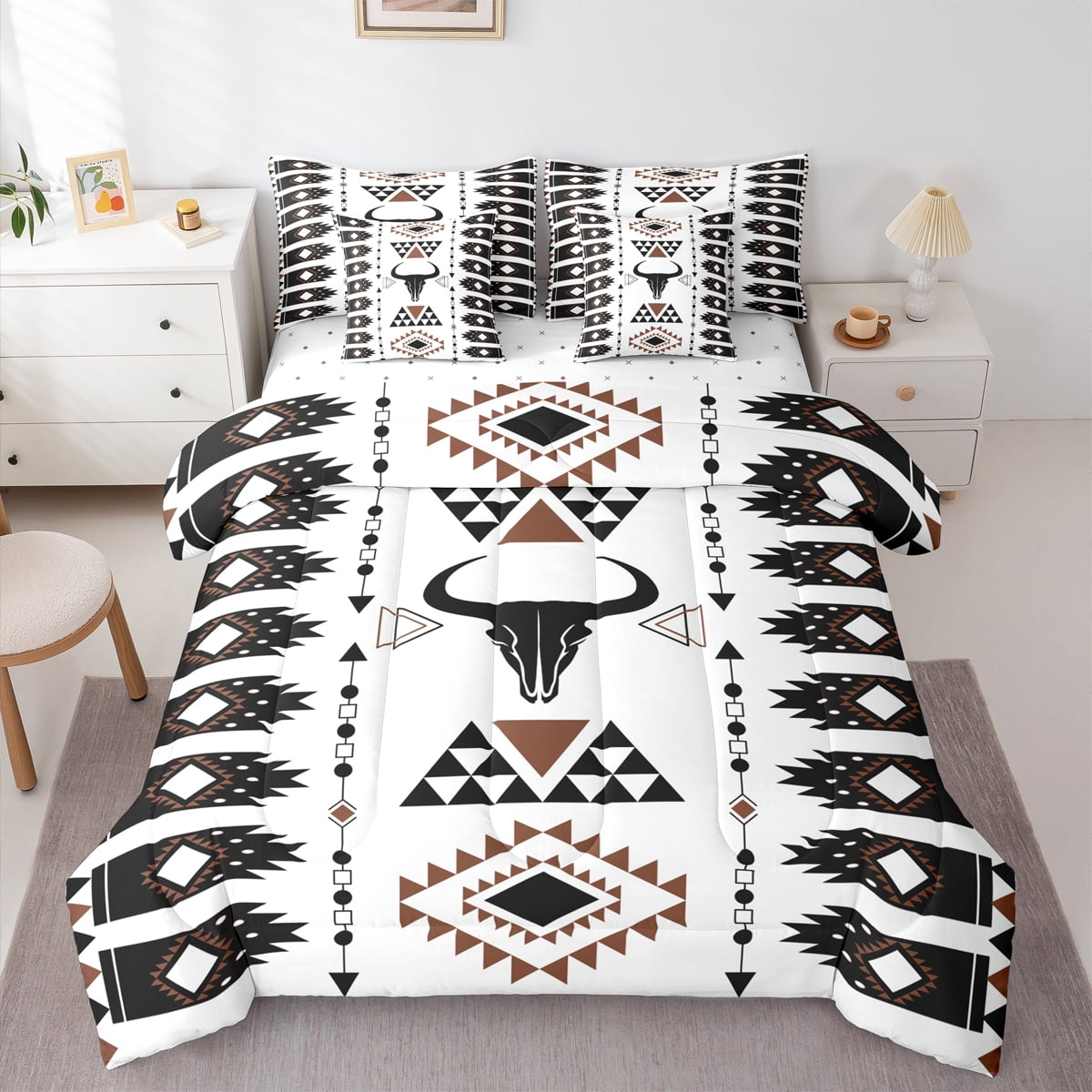 Castle Fairy Western Bull Skull Bedding Comforter Set 7 Pieces for Boys ...