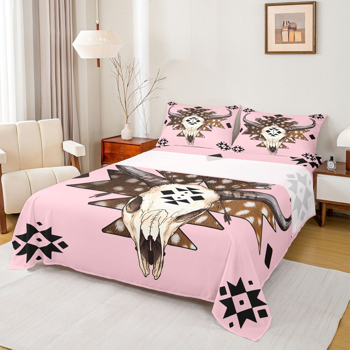 Castle Fairy Western Bull Skull Queen Sheet Sets for Kids Teens ...