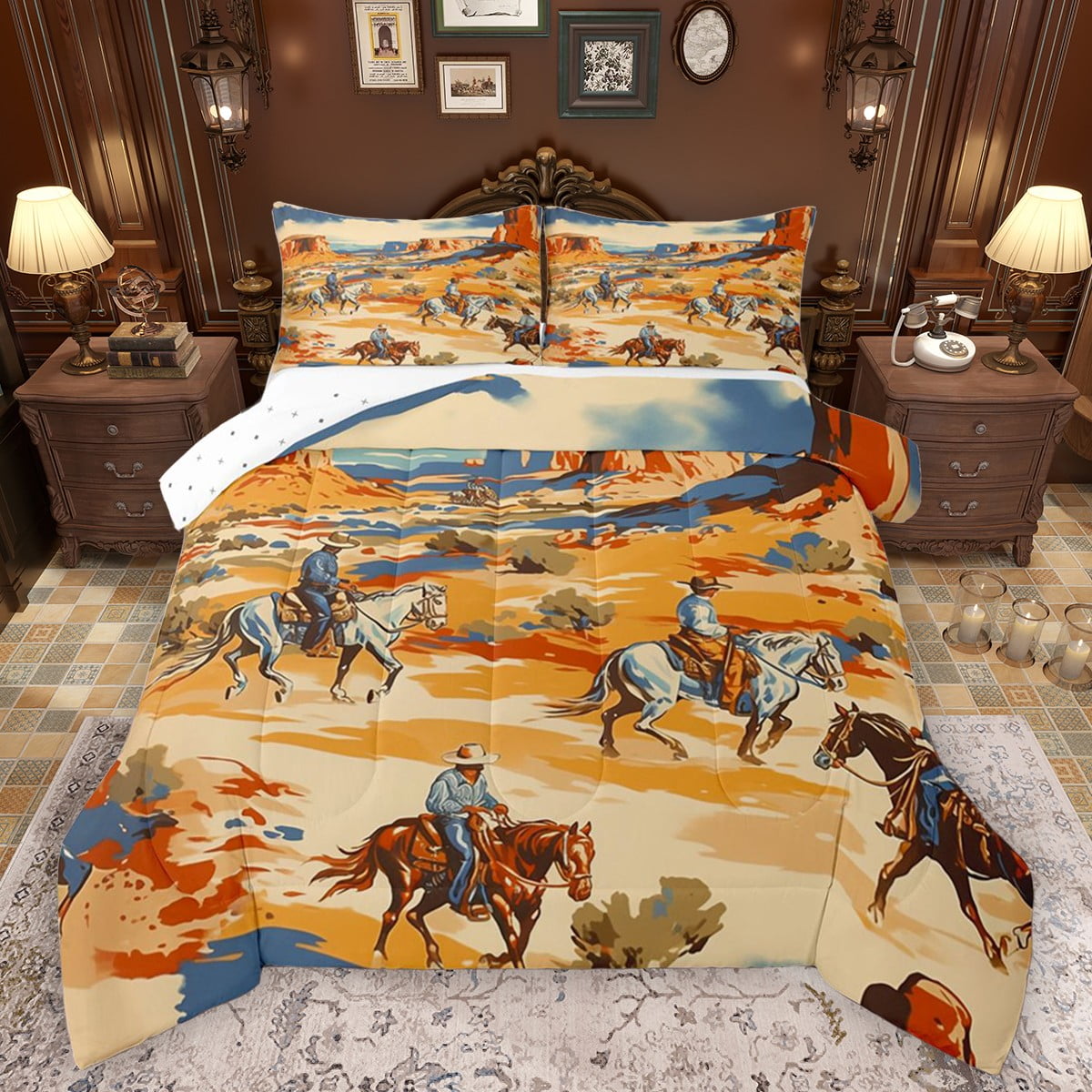 Castle Fairy Western Cowboy 3 Pieces Queen Comforter Set for Girls ...