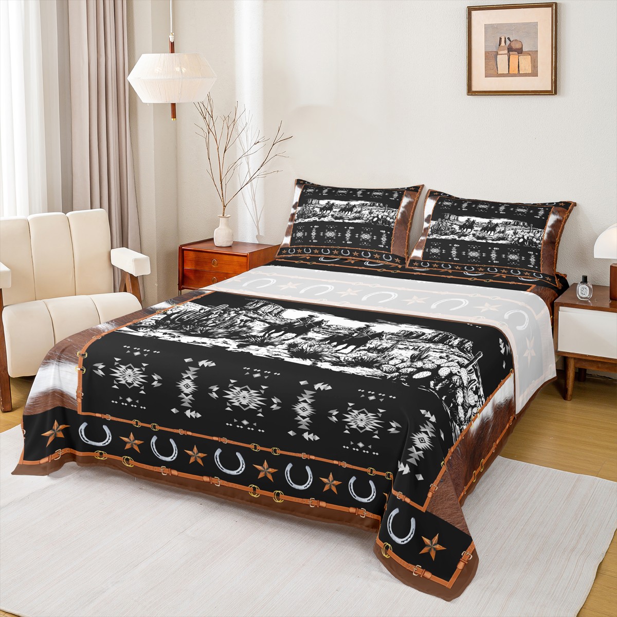 Castle Fairy Western Cowboy 3pcs Twin Sheet Sets,Bohemian Aztec Twin ...
