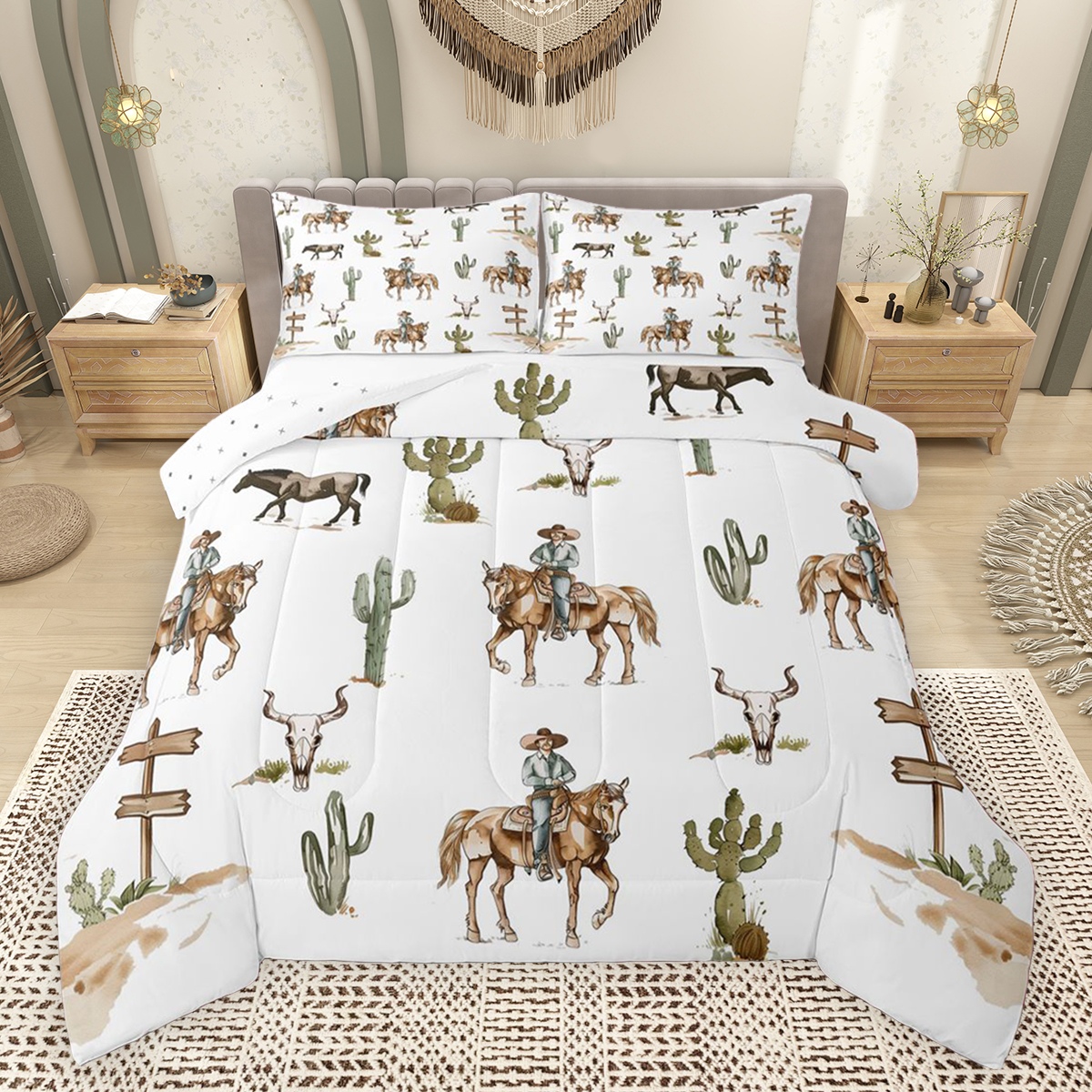 Castle Fairy Western Cowboy Bedding Comforter Set 2pcs for Boys Girls ...