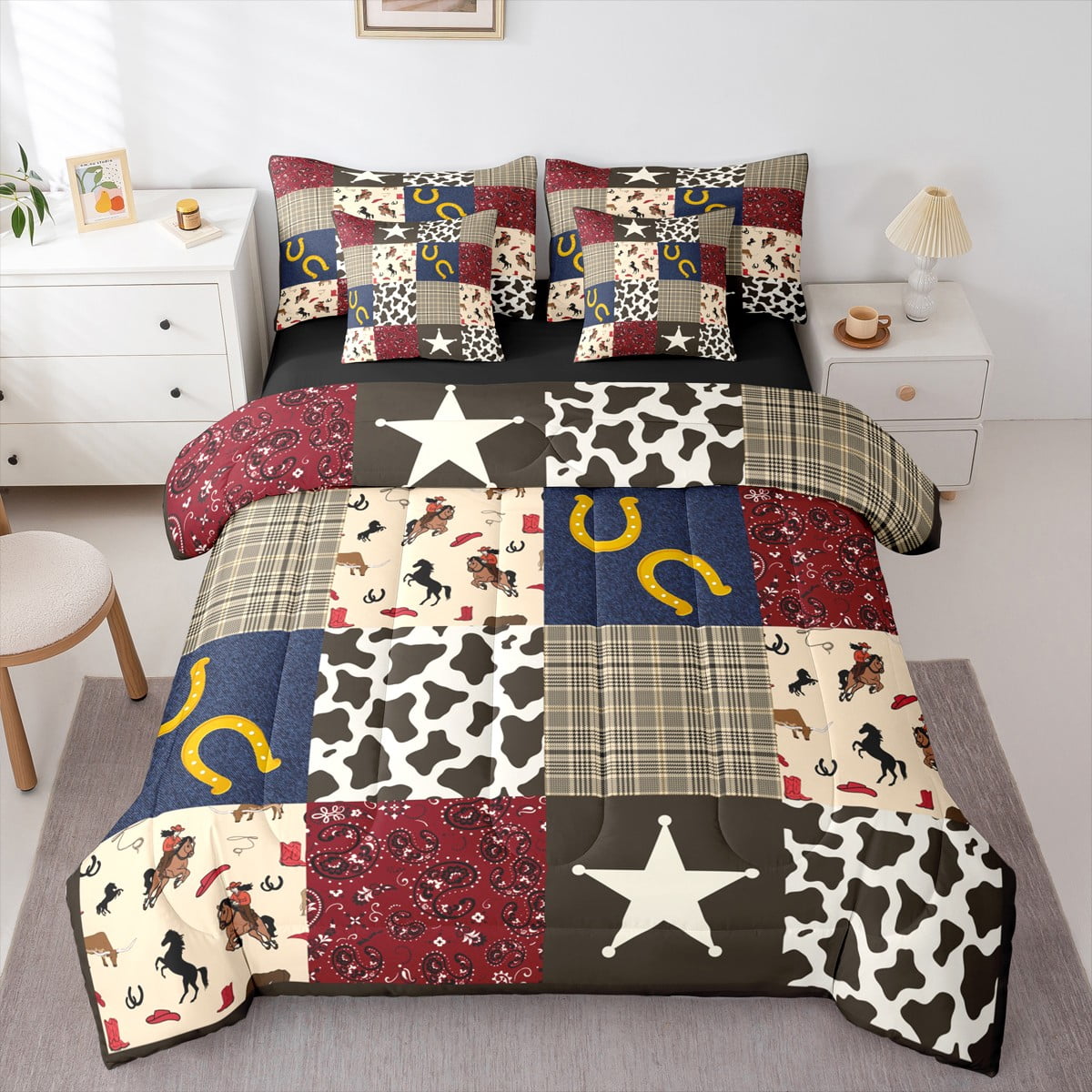 Castle Fairy Western Cowboy Bedding Comforter Set 7 Pieces for Boys ...