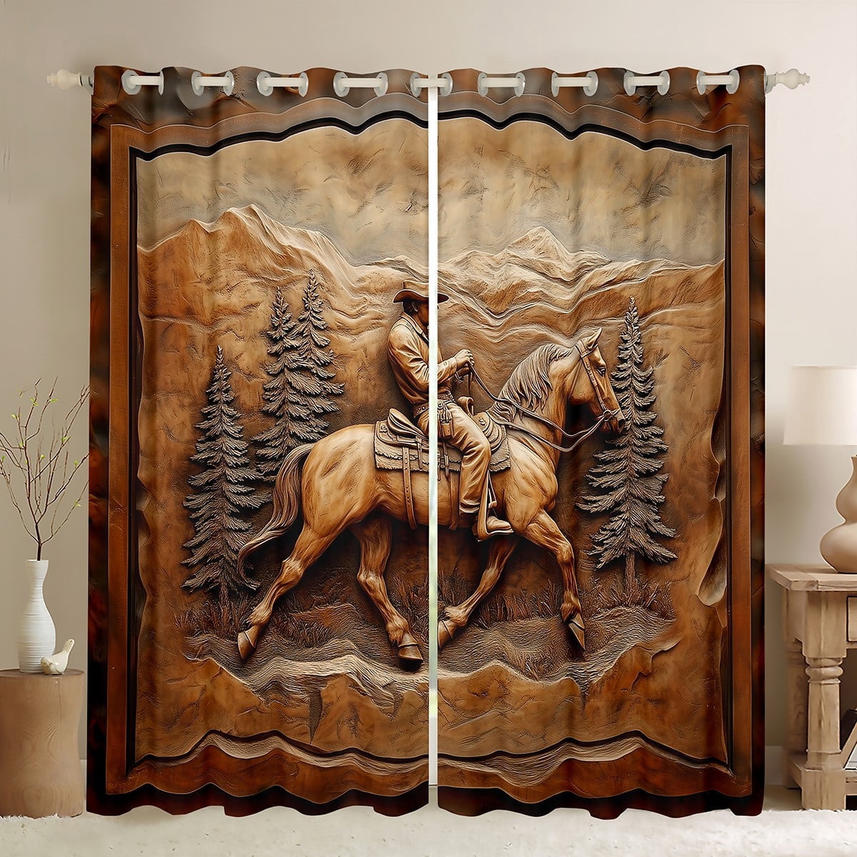 Castle Fairy Western Cowboy Black Out Curtains,Animal Horse Curtains ...