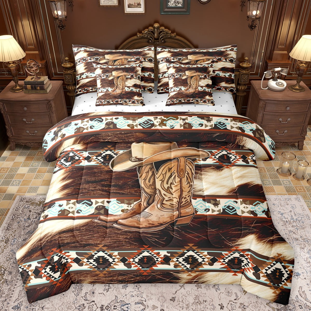 Castle Fairy Western Cowboy Boots Hat Bedding Comforter Set 7-Piece for ...