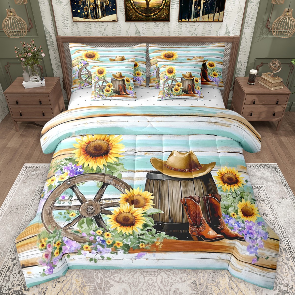 Castle Fairy Western Cowboy Cowgirl Bedding Comforter Set 7 Pieces for ...