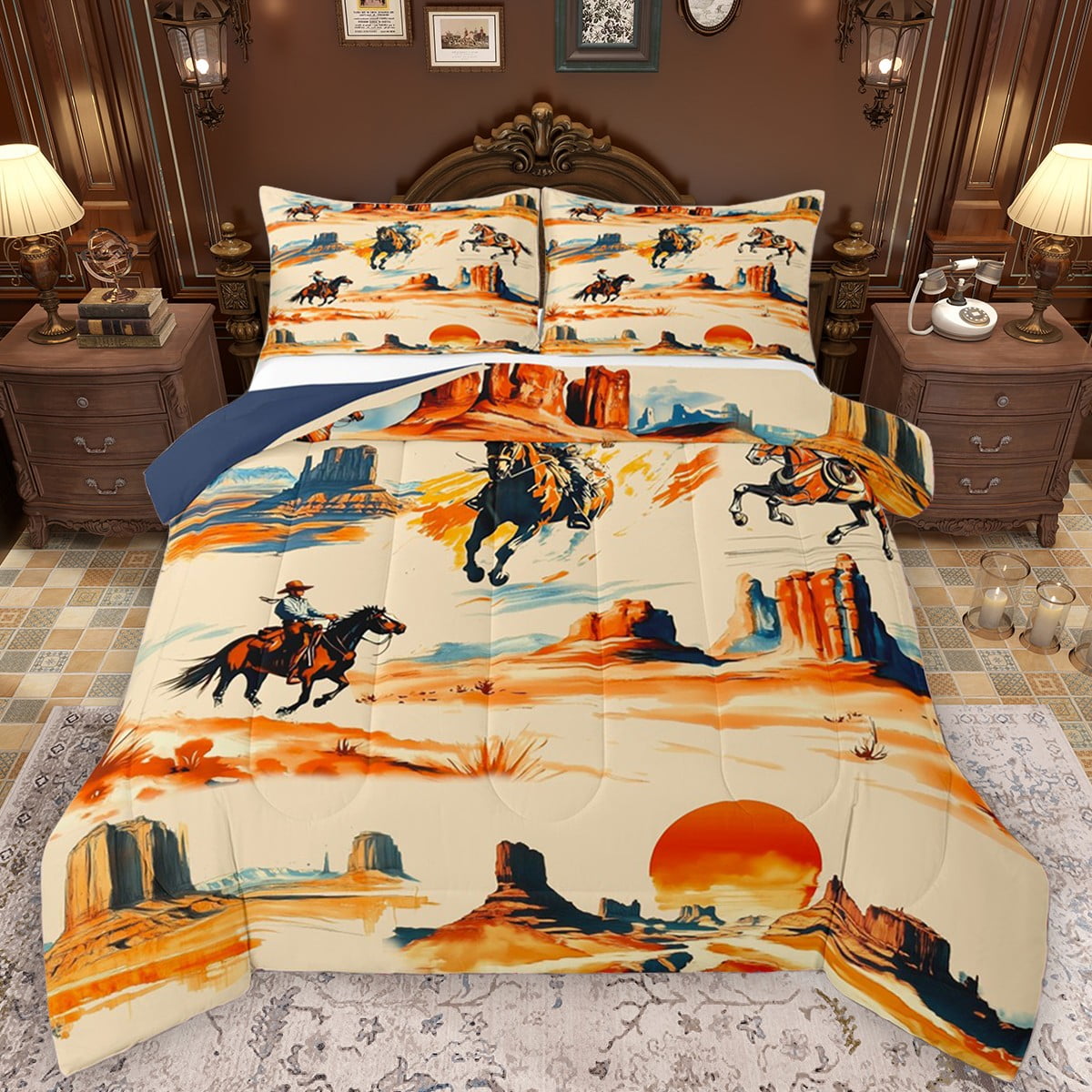 Castle Fairy 3-Piece Full Western Cowboy Comforter Set - Walmart.com