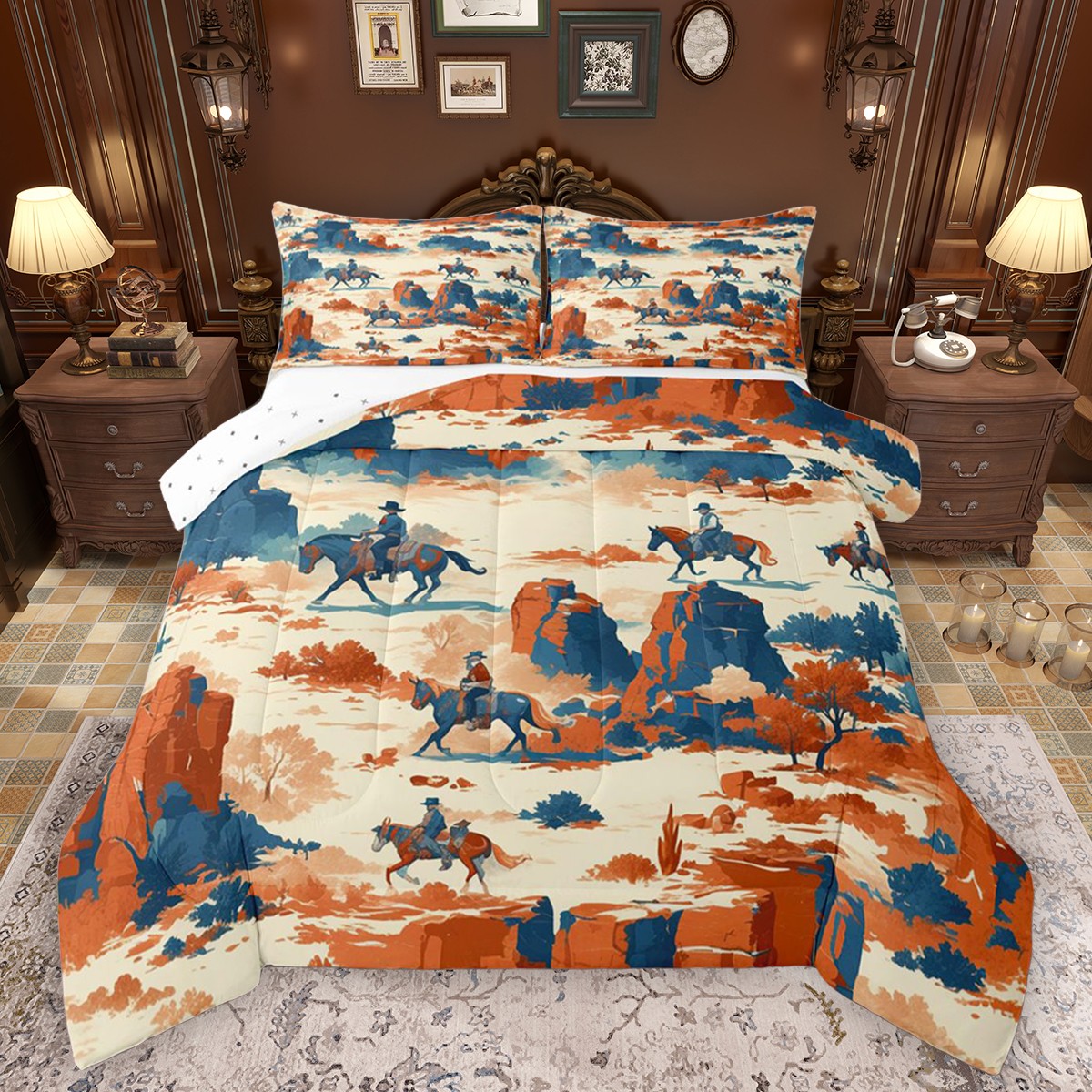 Castle Fairy Western Cowboy Full Size Comforter Sets 3-Piece for Female ...