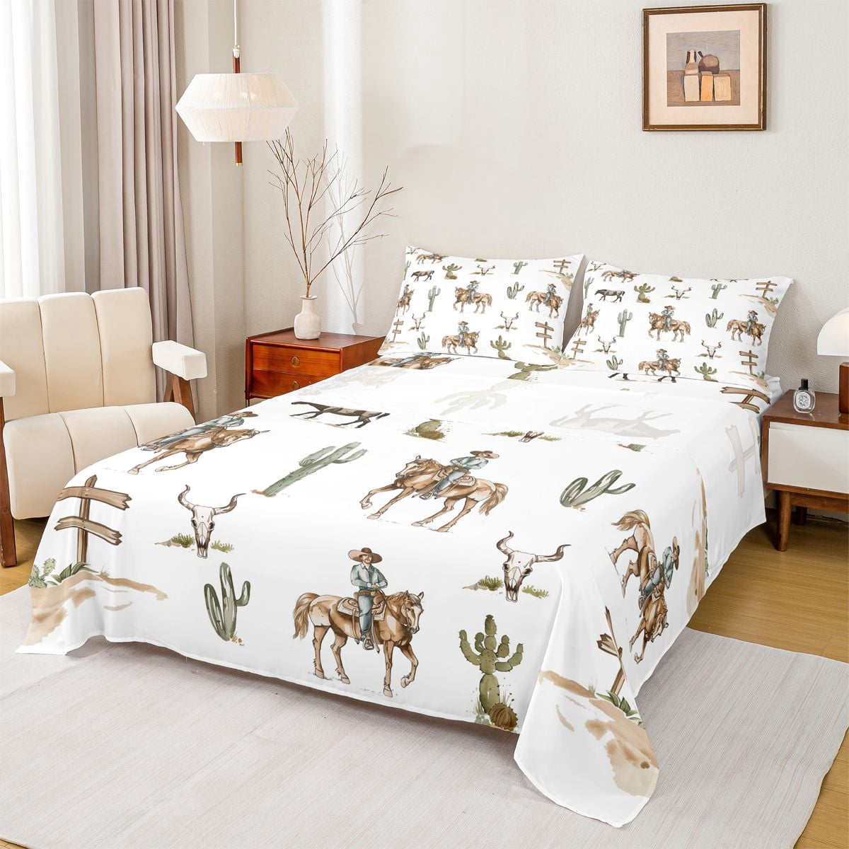 Castle Fairy Western Cowboy Full Size Sheets 4-Piece for Boys Girls ...