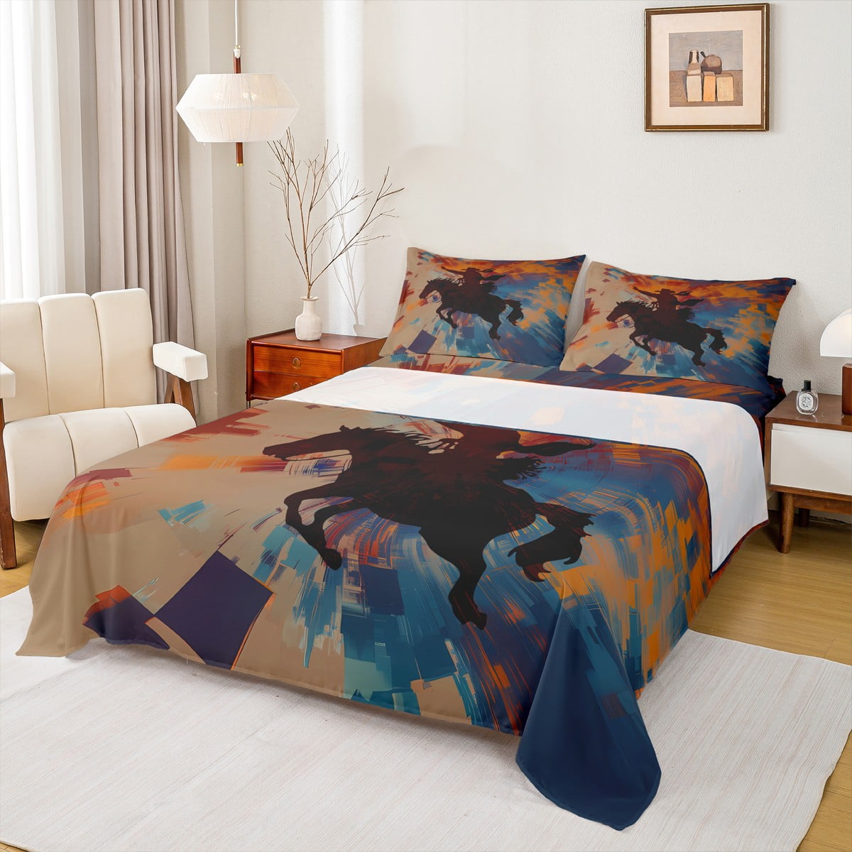Castle Fairy Western Cowboy Twin Sheet Sets for Kids Teens,Abstract Oil ...
