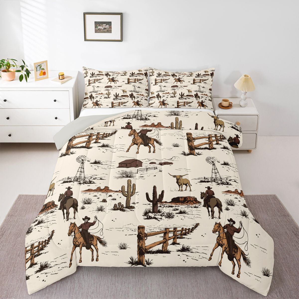 Castle Fairy Western Cowboys Full Size Comforter Sets,Animal Highland ...