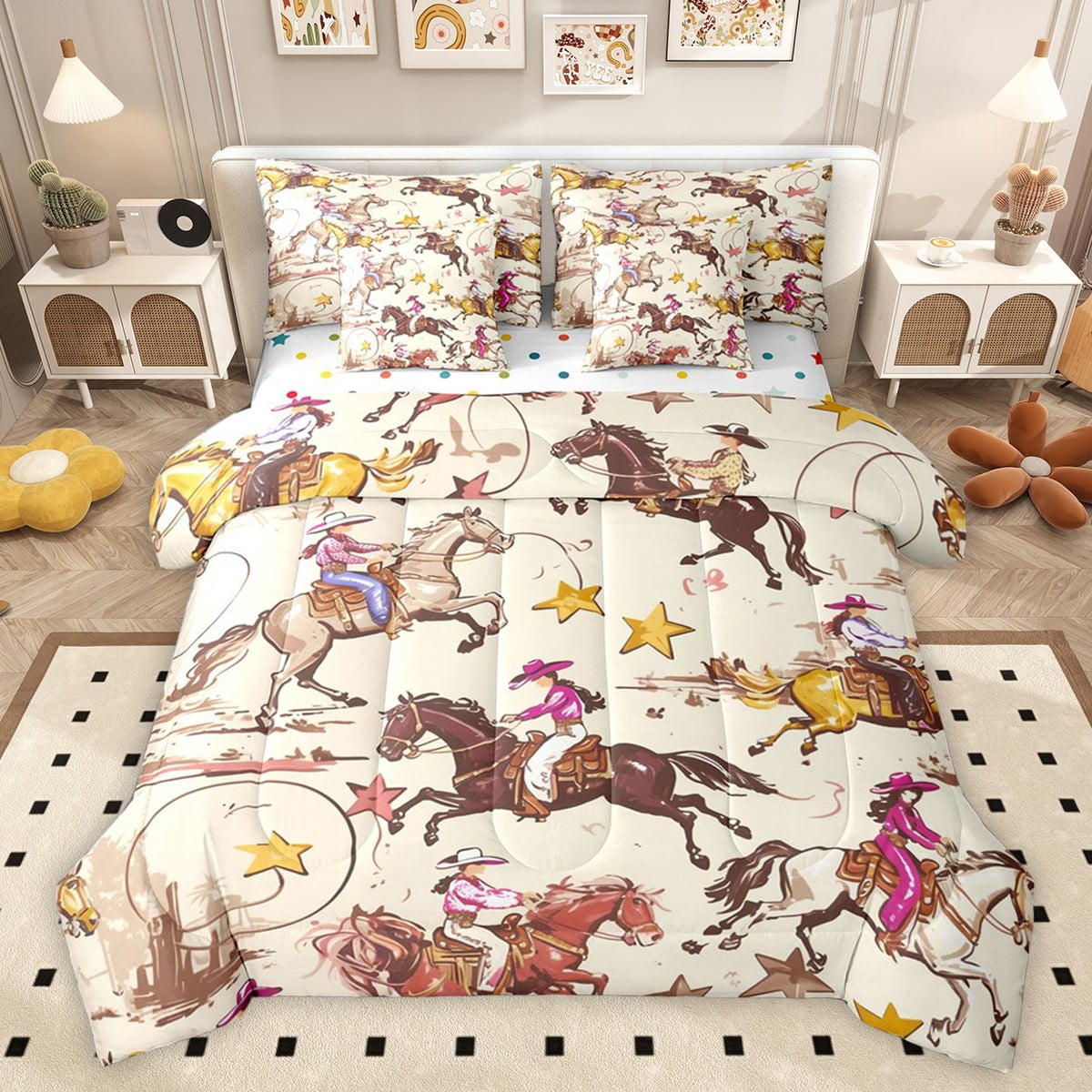 Castle Fairy Western Cowgirl Bedding Comforter Set 7-Piece for Girls ...
