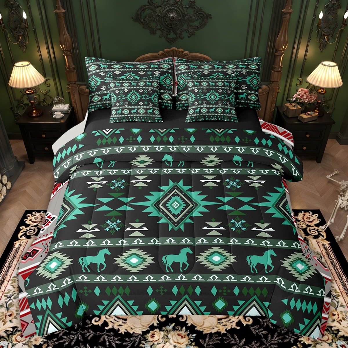 Castle Fairy Western Horse Aztec Bedding Comforter Set,Bohemian Queen ...