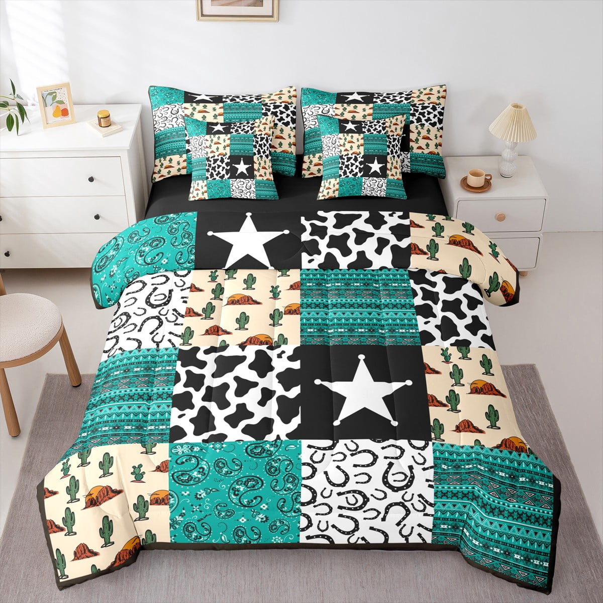 Castle Fairy Western Texas Star Bedding Comforter Set 7-Piece for Teens ...