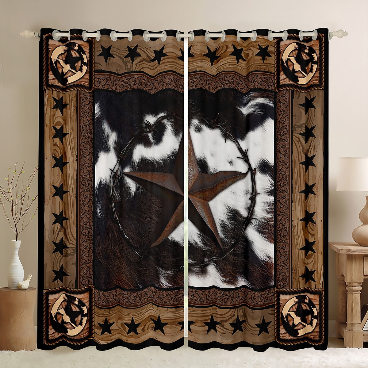 Castle Fairy Western Texas Star Blackout Curtains Set of 2 (52x84 Each ...