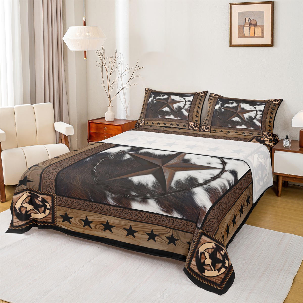 Castle Fairy Western Texas Star Full Size Sheets 4-Piece for Boys Girls ...