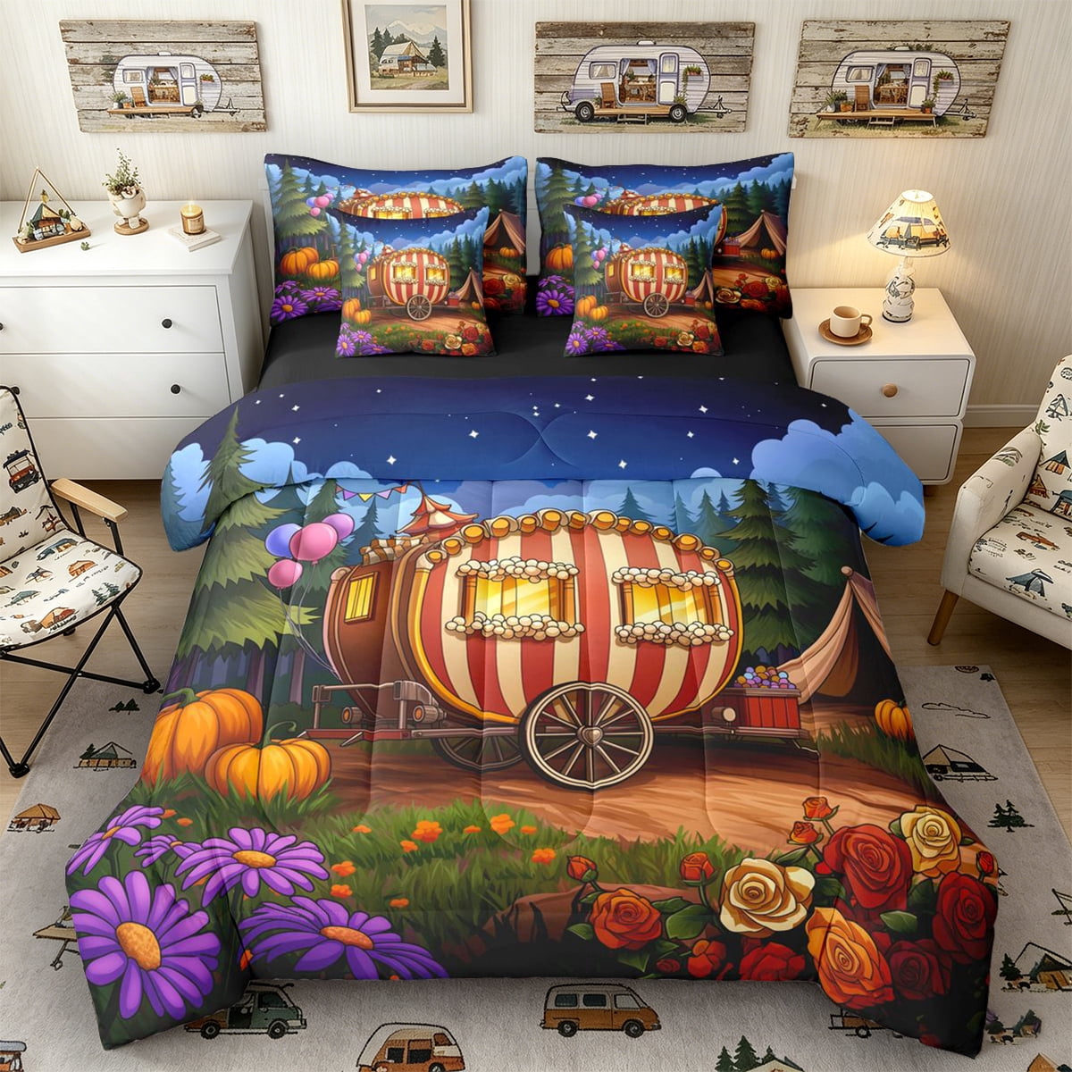 Castle Fairy Whimsical Camper Bedding Comforter Set 7 Pieces for Teens ...
