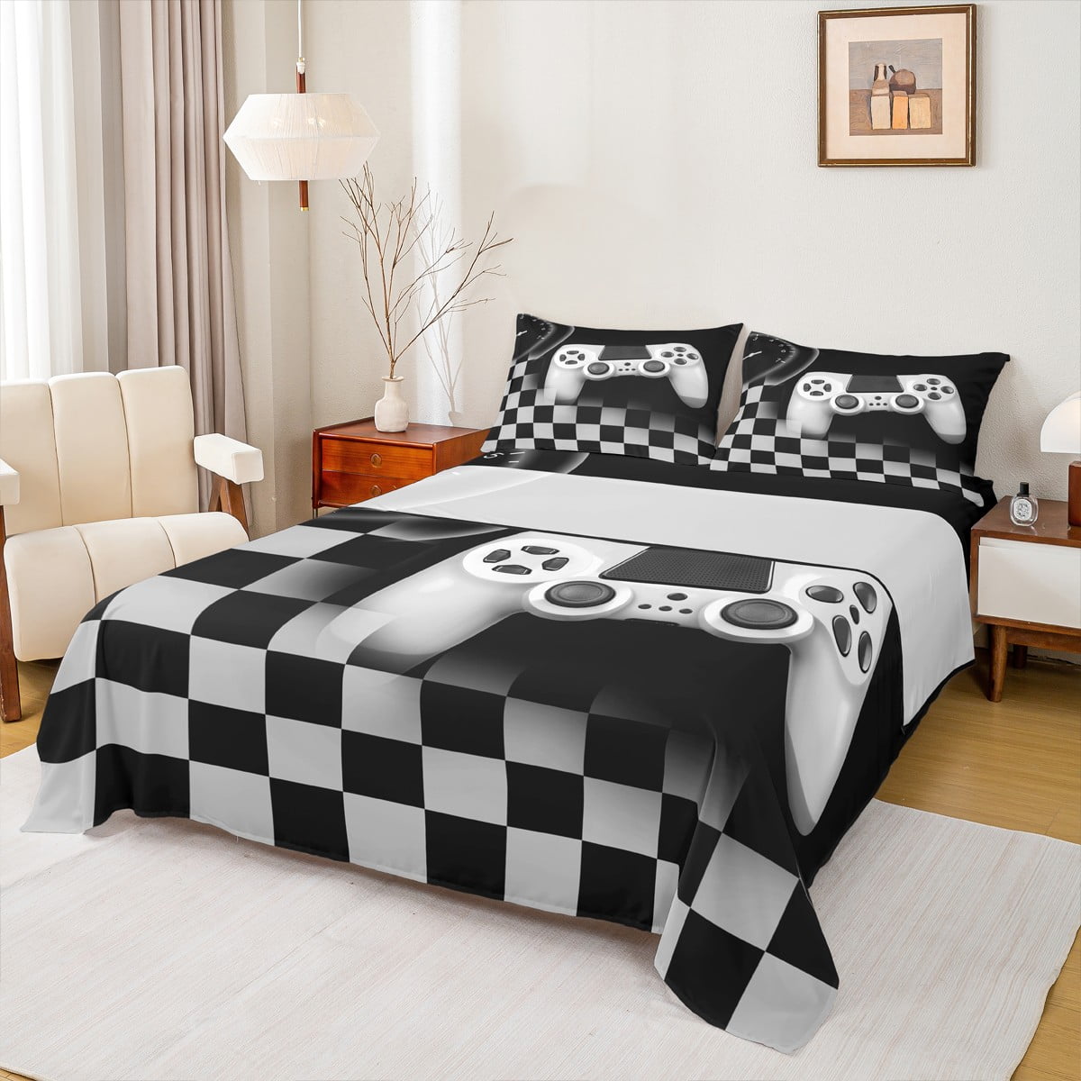 Castle Fairy White Gamepads 4 Pieces Queen Sheet Sets for Boys Girls ...
