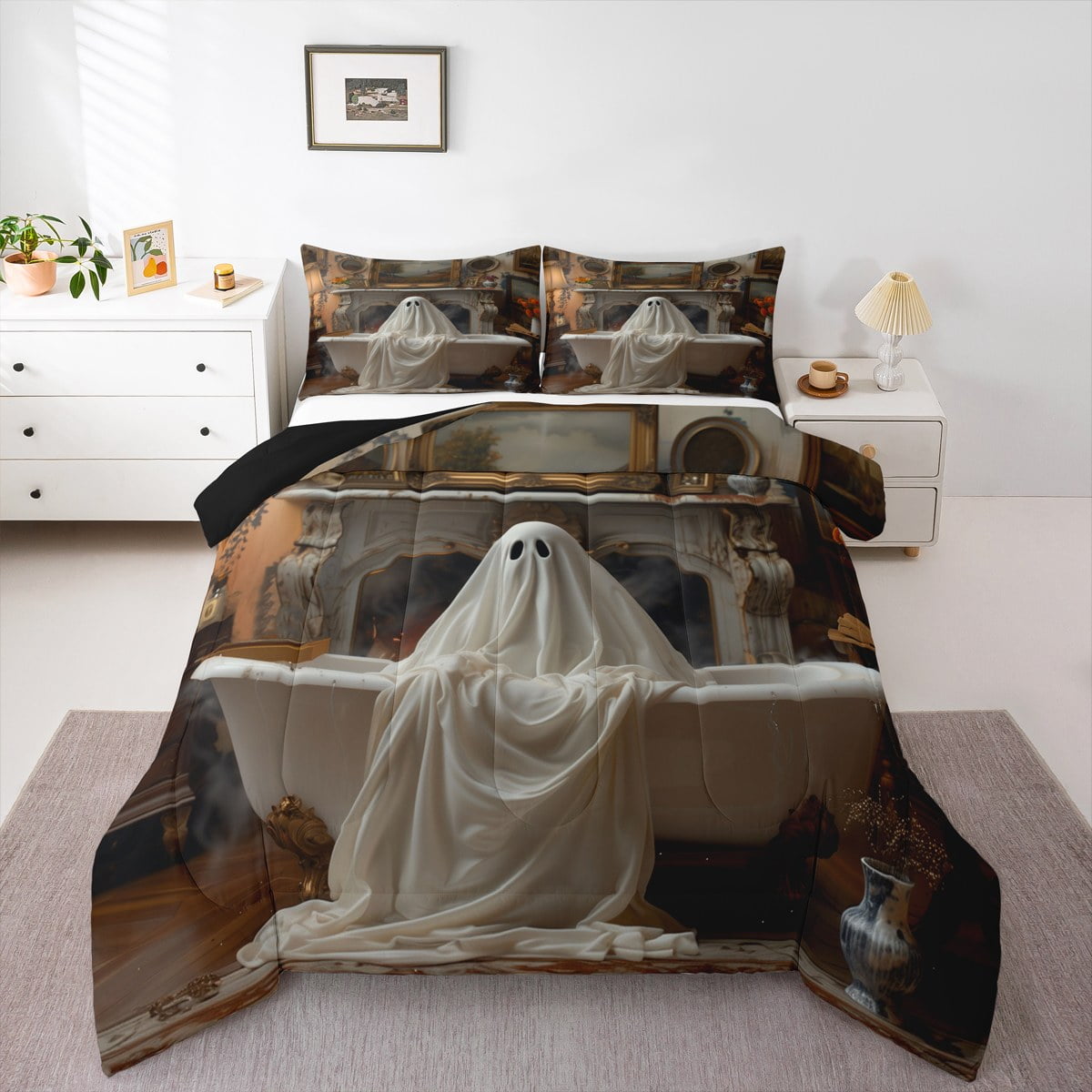 Castle Fairy White Ghost 3-Piece Full Size Comforter Sets,Happy ...