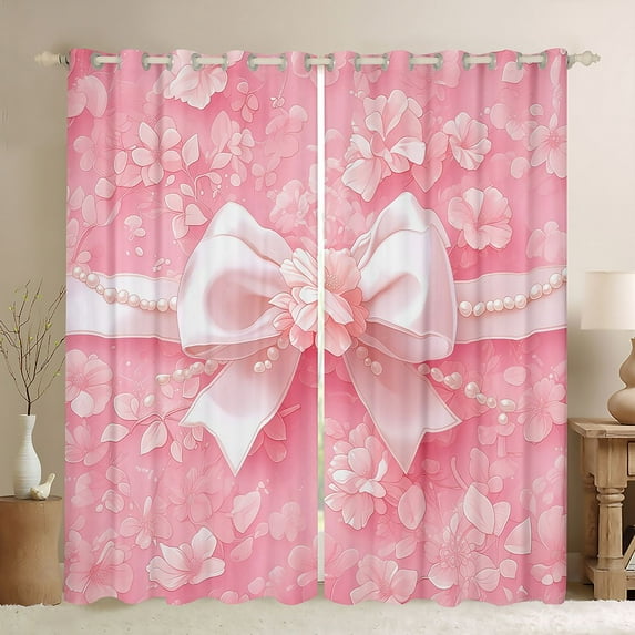 Castle Fairy White Ribbon Bow Curtains Pack of 2 (42x84 Each) for Kids ...