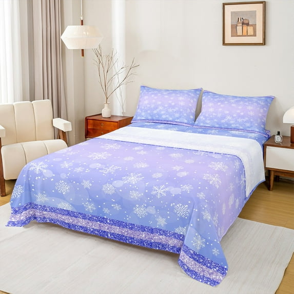 Castle Fairy White Snowflakes 4 Pieces Queen Sheet Sets,Merry Christmas ...