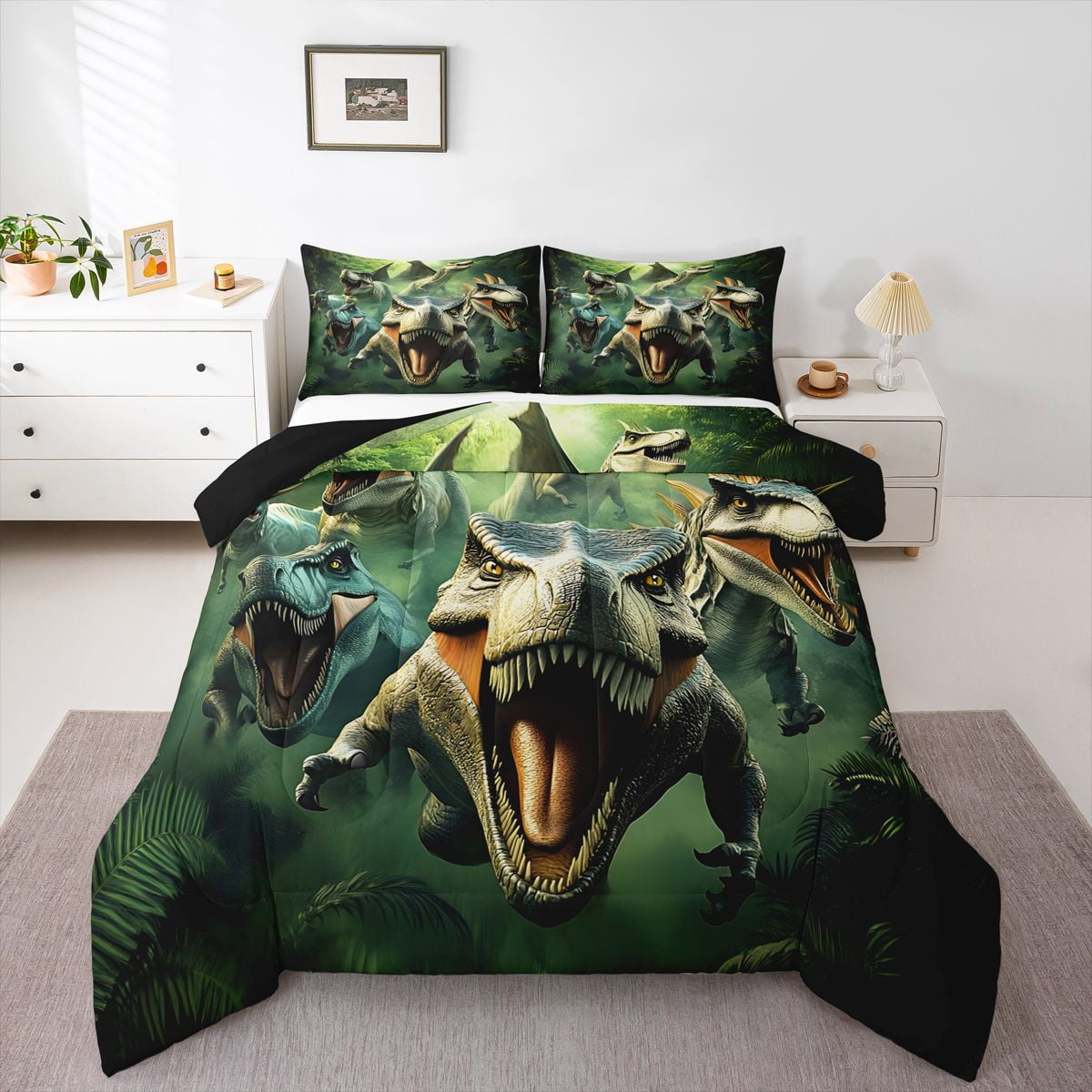 Castle Fairy Wild Dinosaur Full Size Comforter Sets,Jungle Wildlife ...