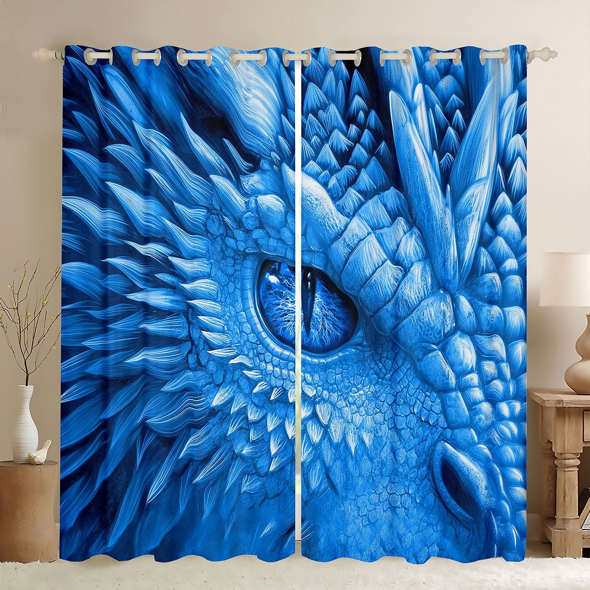 Castle Fairy Wild Dragon Curtains Pack of 2 (42x84 Each),Magical Animal ...
