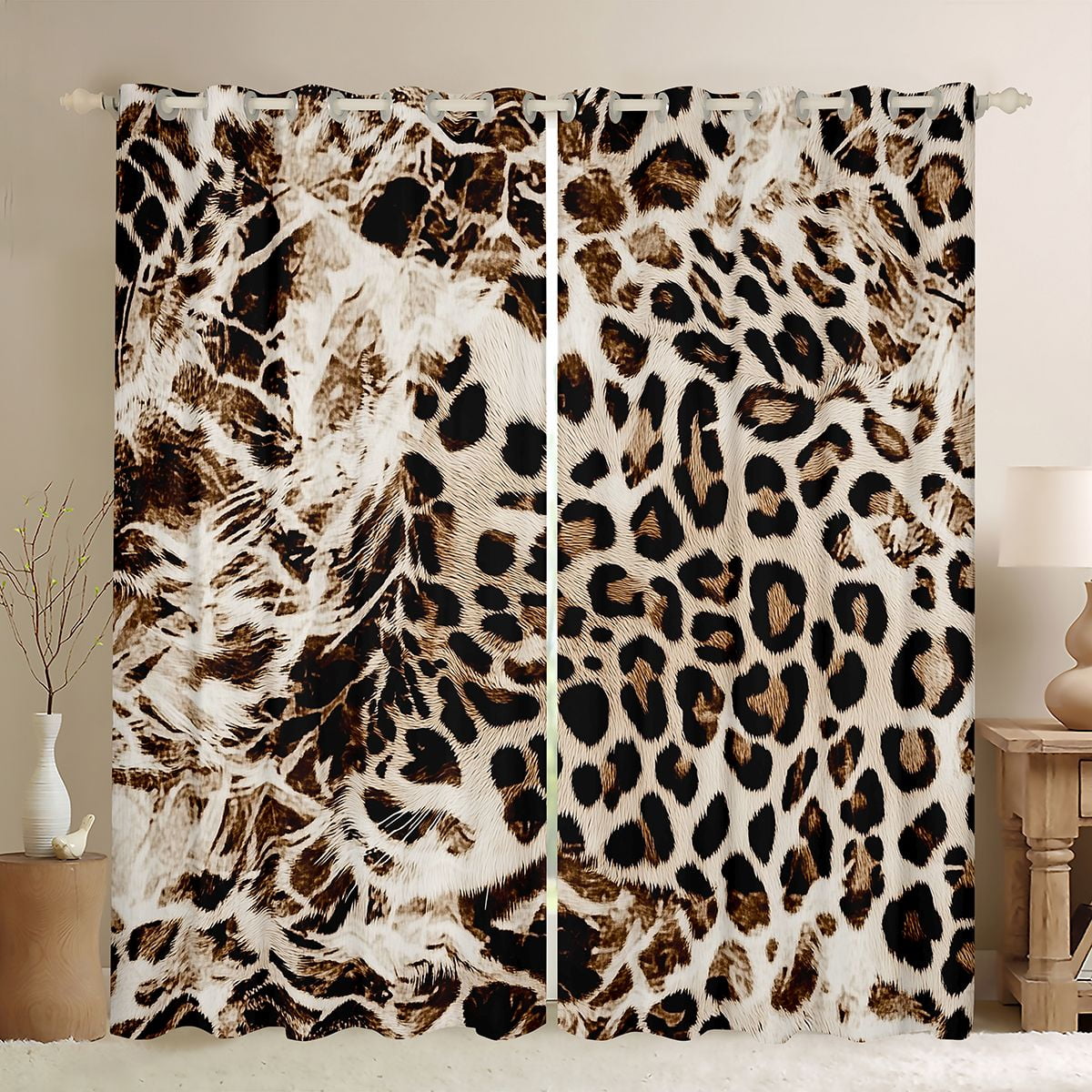 Castle Fairy Wild Leopard Curtains Pack of 2 (42x84 Each),Vintage ...