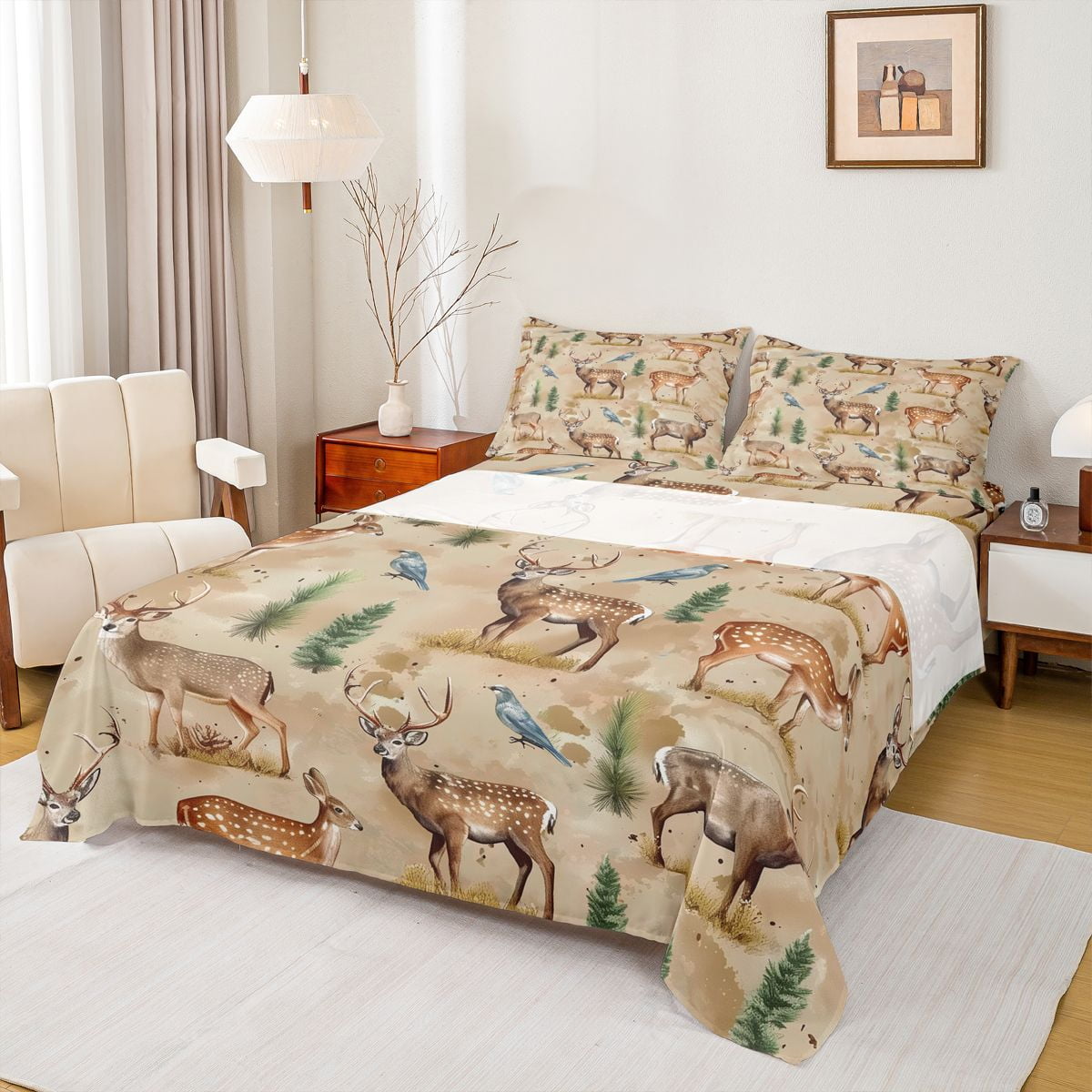 Castle Fairy Wildlife Deer Fish Queen Sheet Sets for Boys,Woodland ...