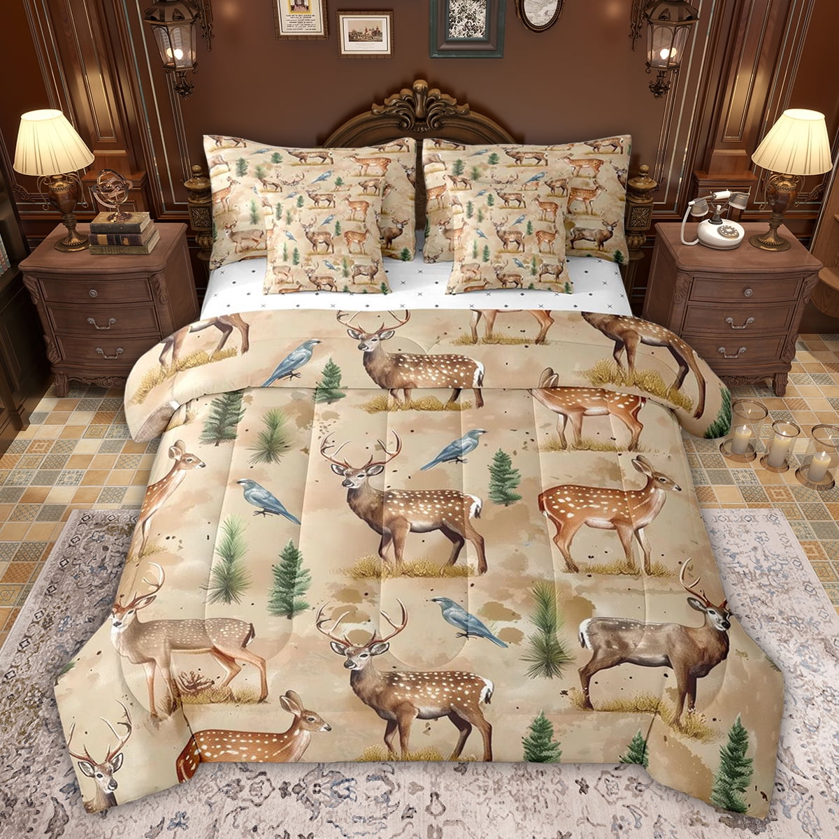 Castle Fairy Wildlife Deer Fish Twin Bedding Sets for Boys,Animal ...
