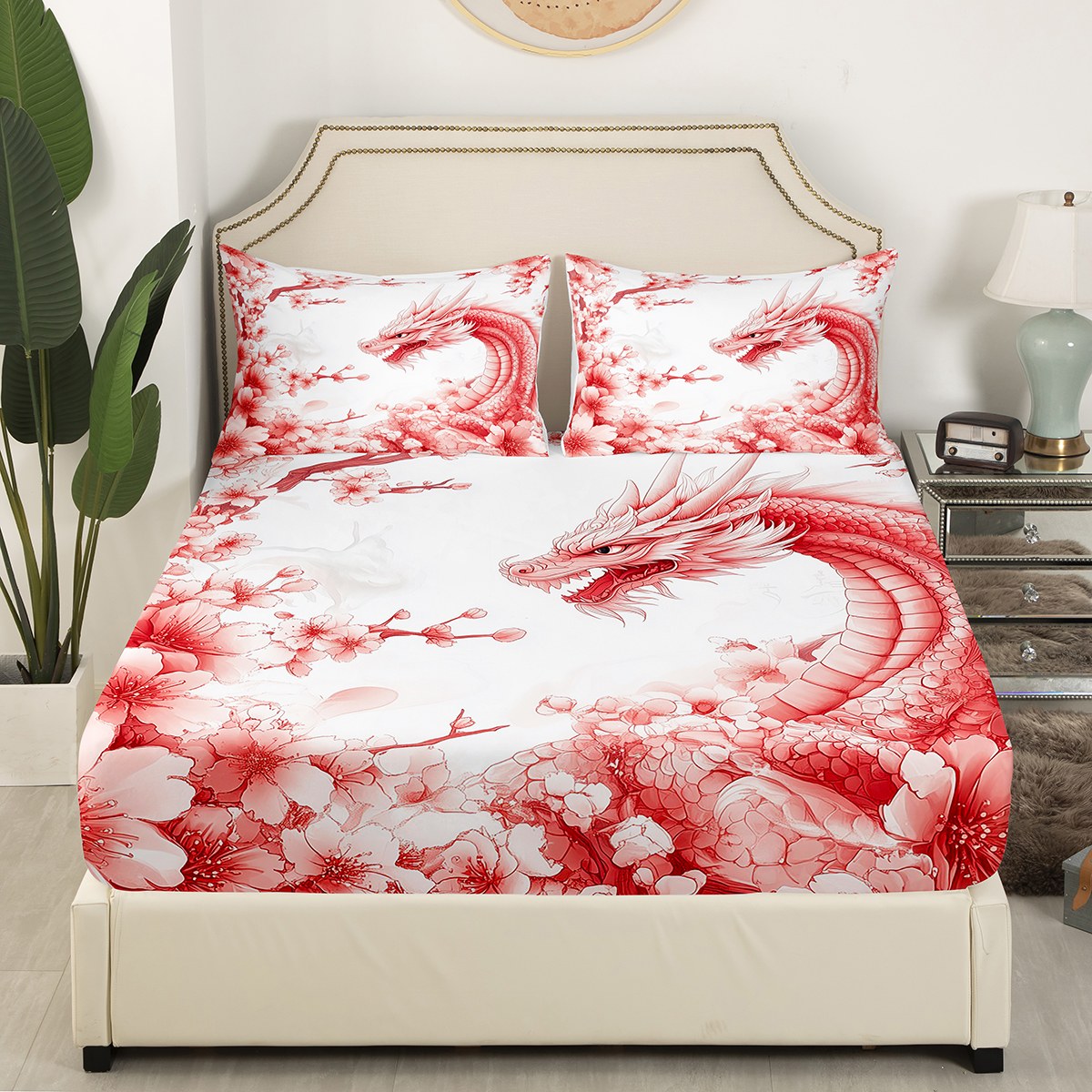 Castle Fairy Wildlife Dragon 4-Piece Full Size Sheets,Japanese Style ...