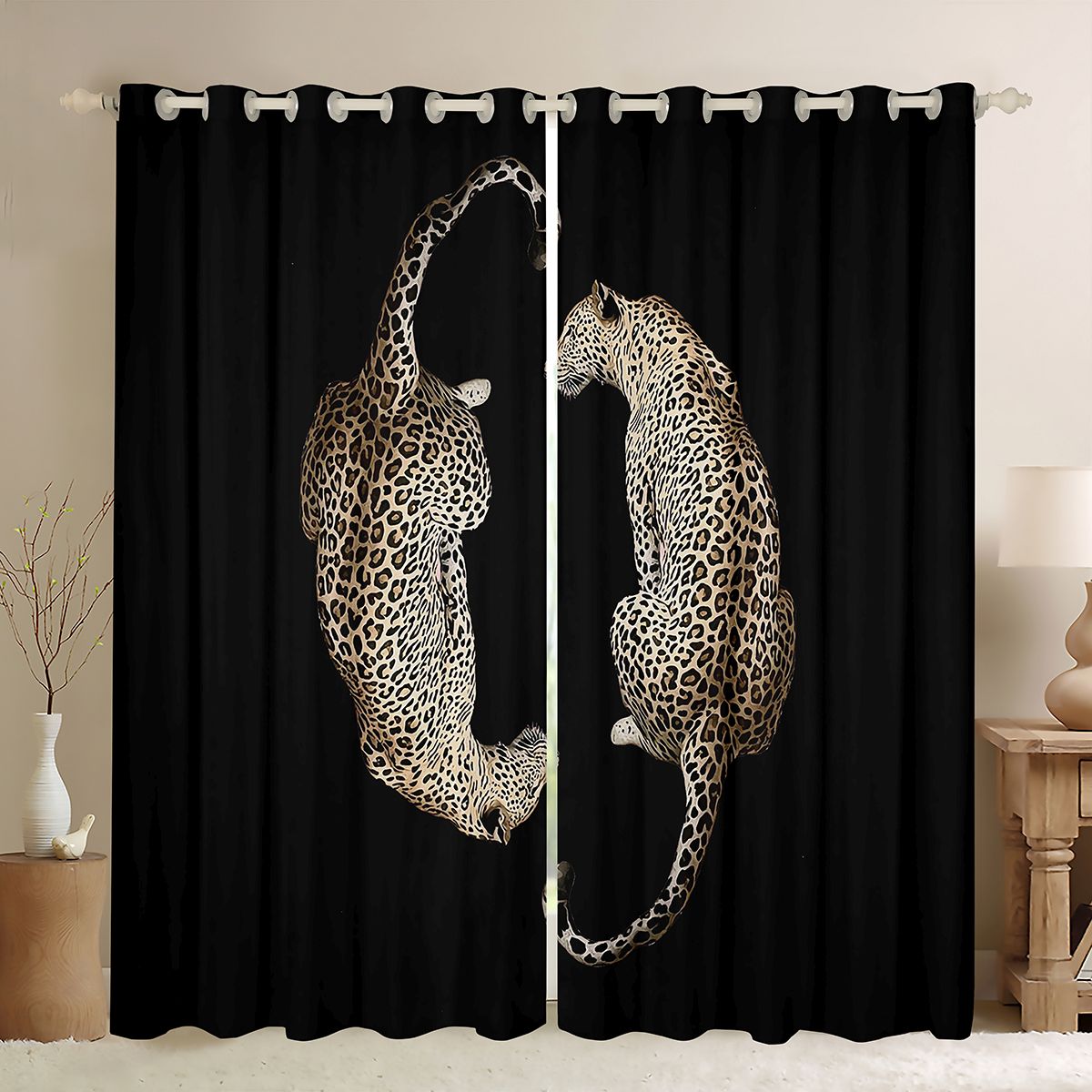 Castle Fairy Wildlife Leopard Black Out Curtains for Female Men Women ...