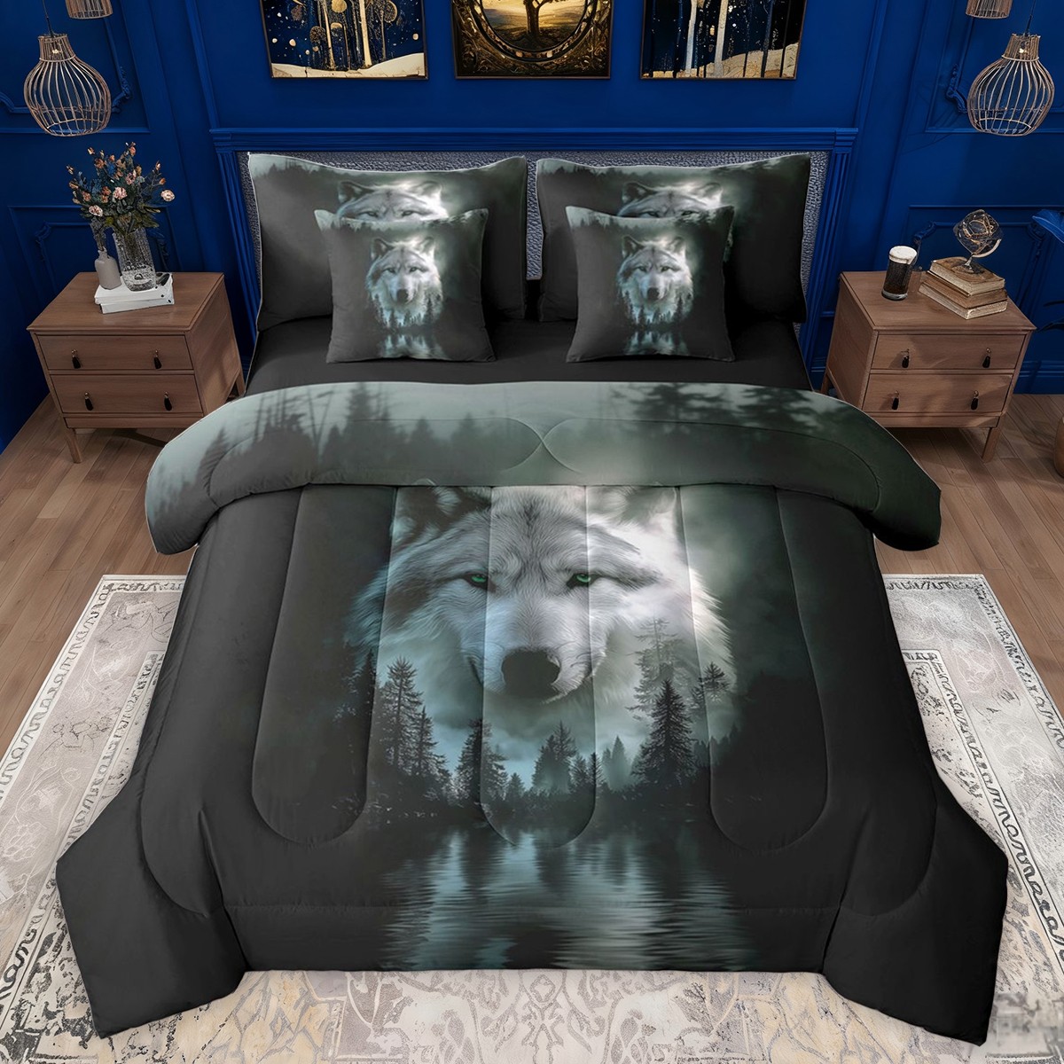 Castle Fairy Woodland Wildlife Wolf Bedding Comforter Set 7 Pieces for ...